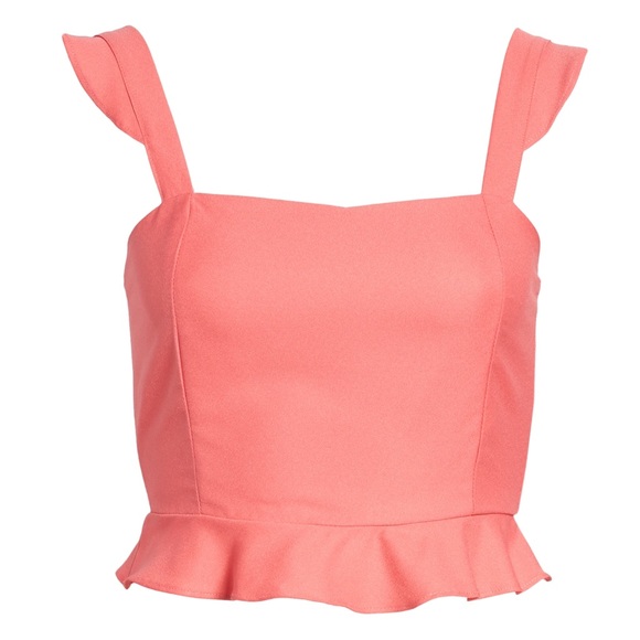 4SI3NNA | Tops | 4si3nna Coral Ruffle Crop Top Small Nwt | Poshmark